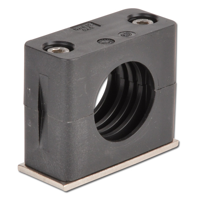 Staffa per tubo - con piastra saldata - acciaio inox